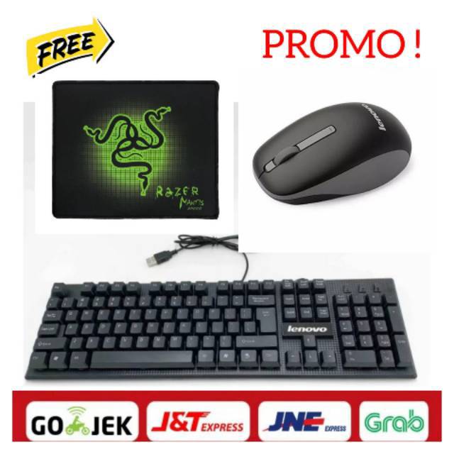 Jual PAKET USB KEYBOARD LENOVO + MOUSE WIRELESS LENOVO N100 + MOUSEPAD ...
