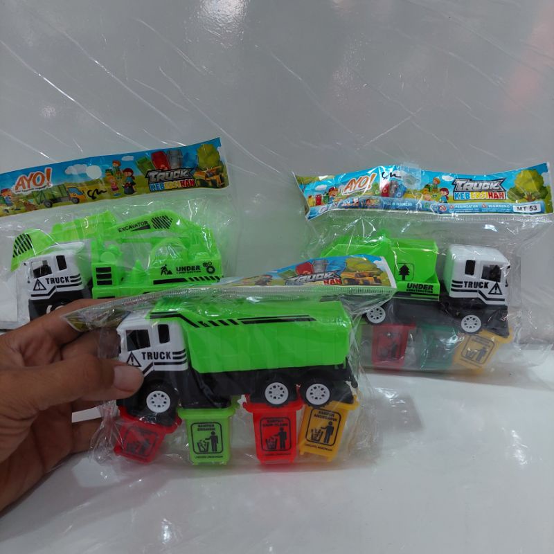 Jual mainan mobil sampah bak sampah lengkap dengan 4 tempat sampahnya K ...