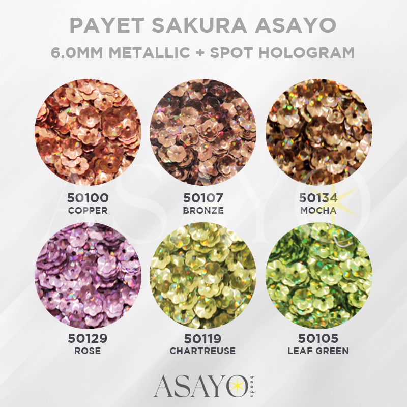 Jual (10gr/50gr) Payet Bunga Sakura Asayo 6mm Metallic + Spot Hologram ...