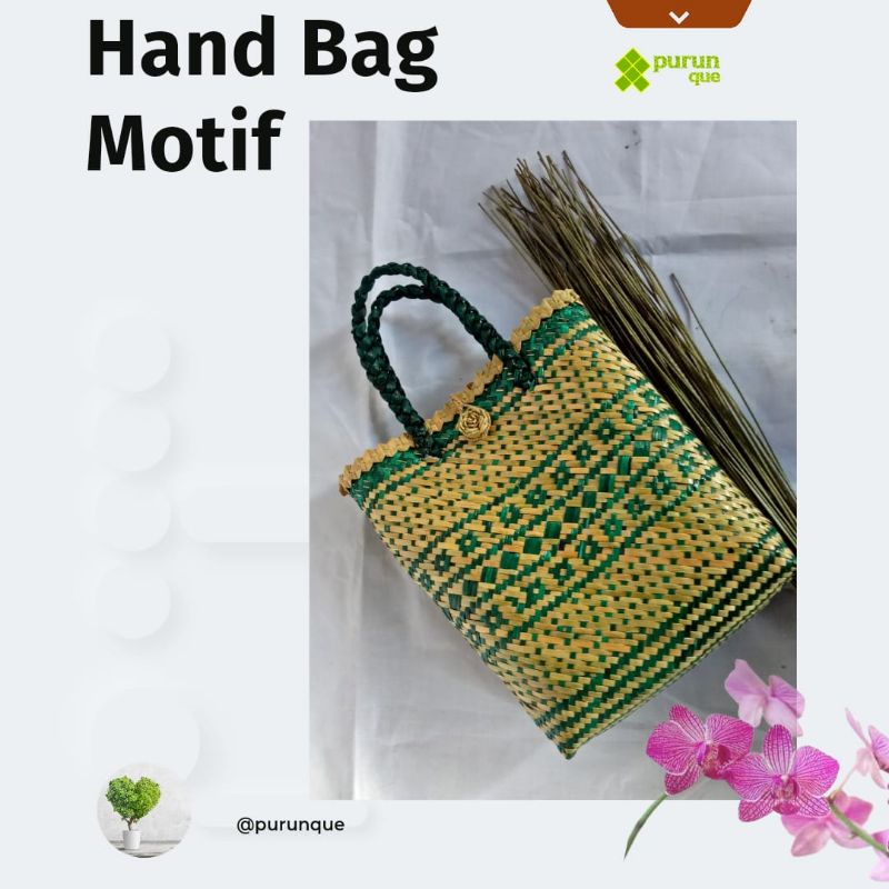Jual Hand Bag Motif (Tas Anyaman Purun Motif Wanita Fashionable ...