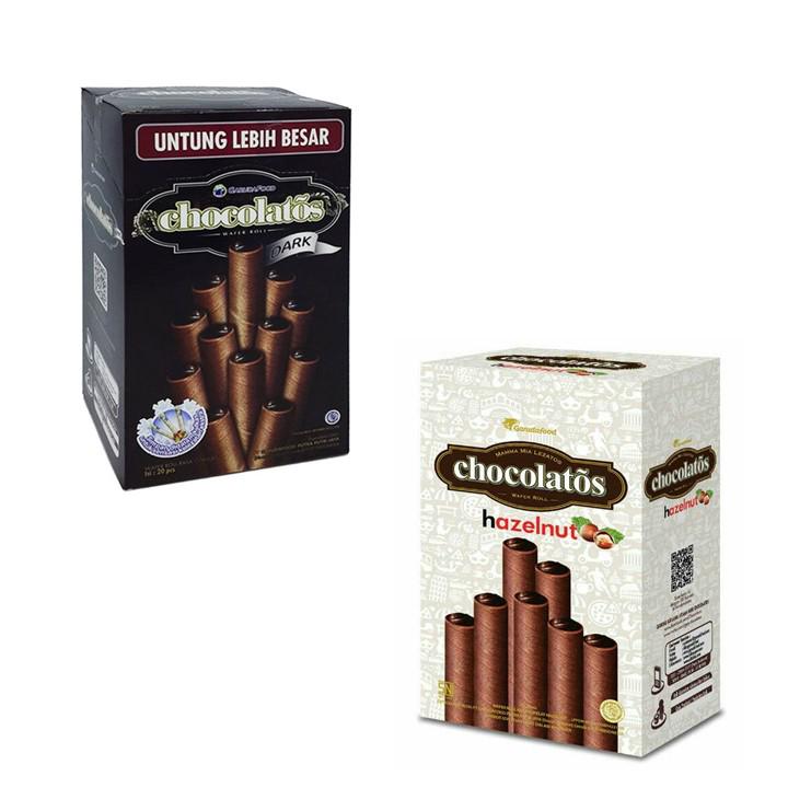 Jual Chocolatos Choco Hazelnut 16 gr x 20 (1 Box) + Chocolatos Dark 16 ...