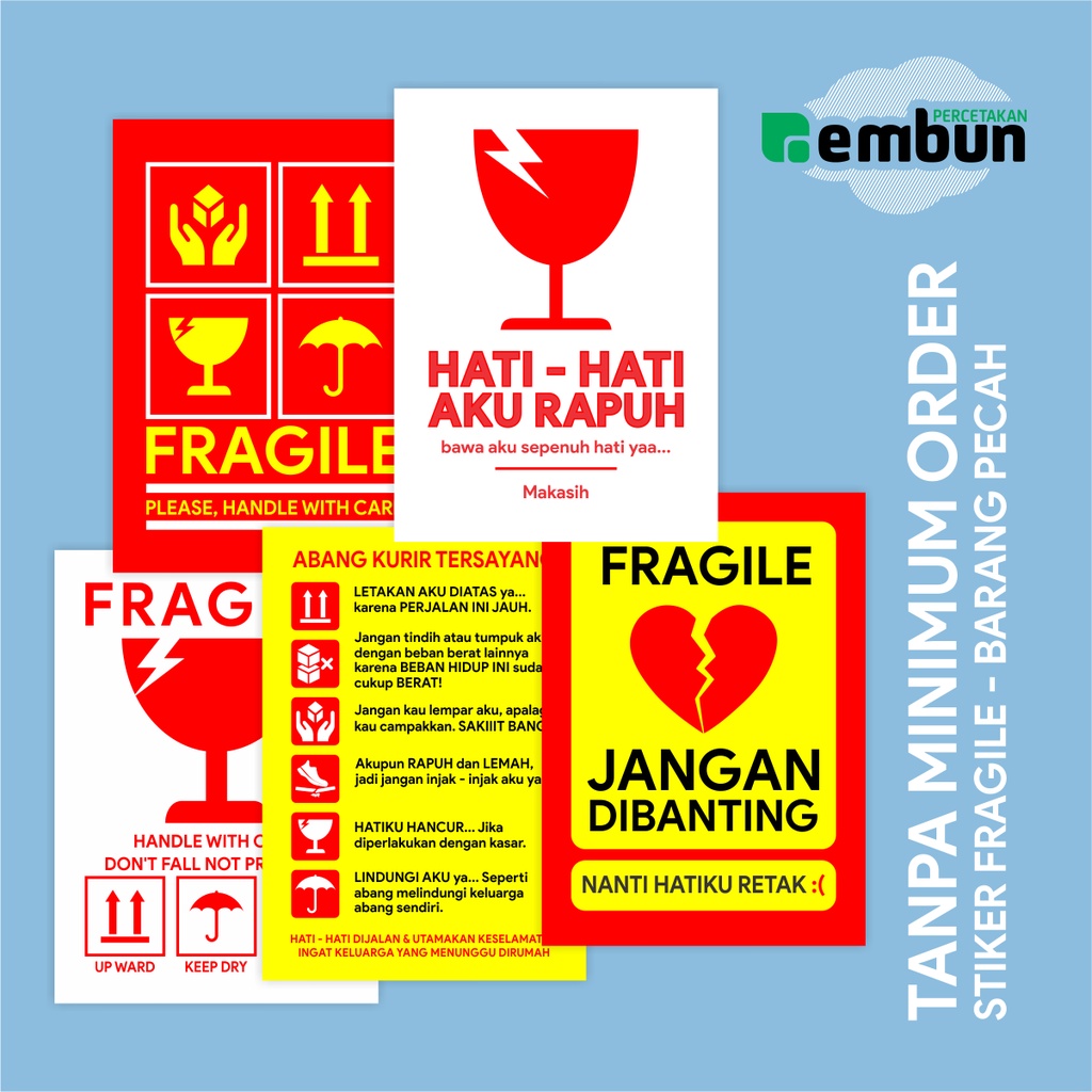 Jual Stiker Fragile Stiker Barang Pecah Belah STIKER PENGIRIMAN buat ...
