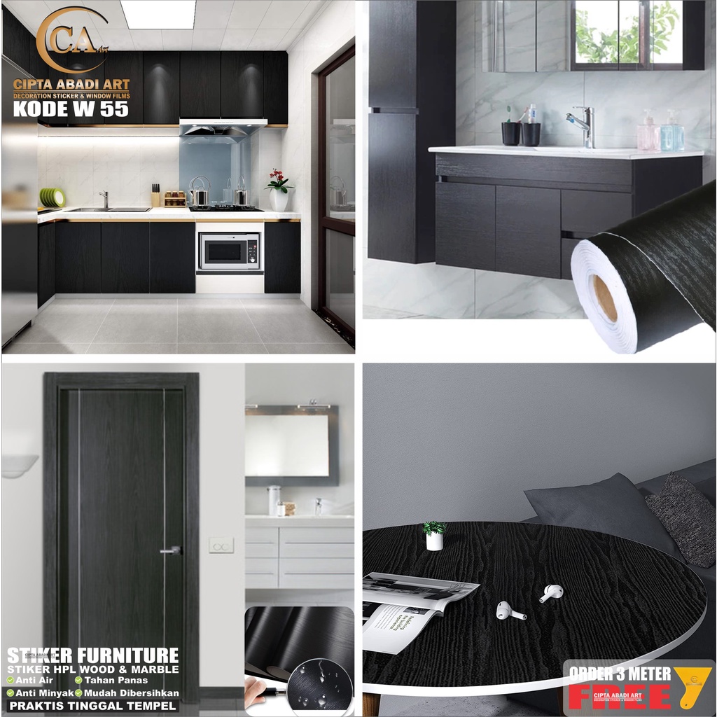 Jual Wallpaper Stiker Lemari Sticker Meja Kayu Kitchen Set Dinding ...