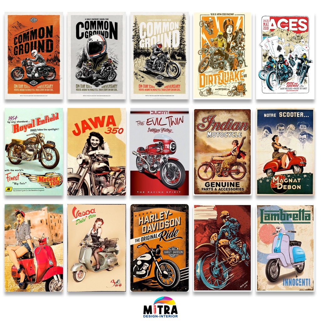 Jual Hiasan Dinding Poster Motor Classic retro Vintage motorcycle bikes ...
