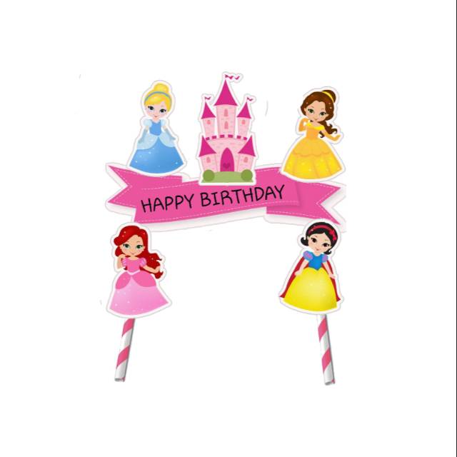 Jual Topper Cake, Hiasan Kue Ulang Tahun, Motif Princess | Shopee Indonesia