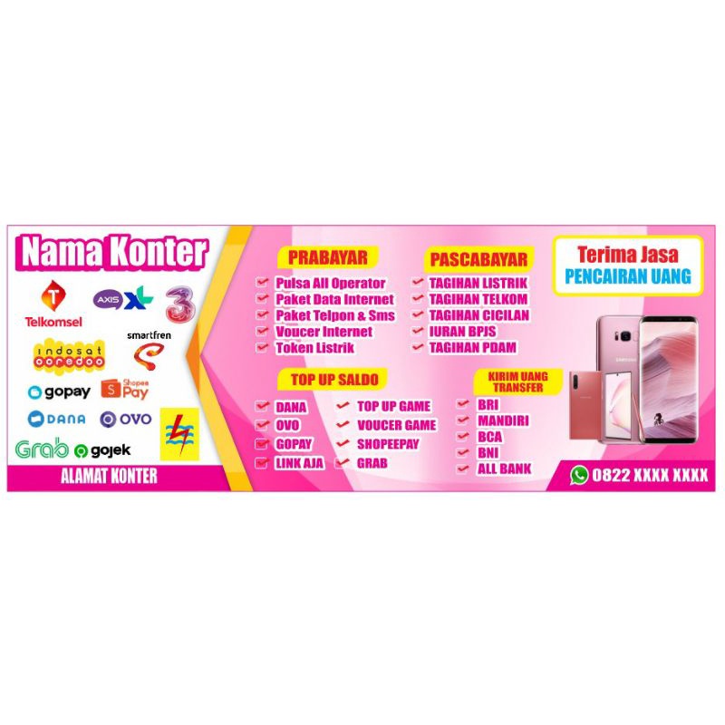 Jual SPANDUK KONTER PULSA ( Banner Pulsa ) | Shopee Indonesia