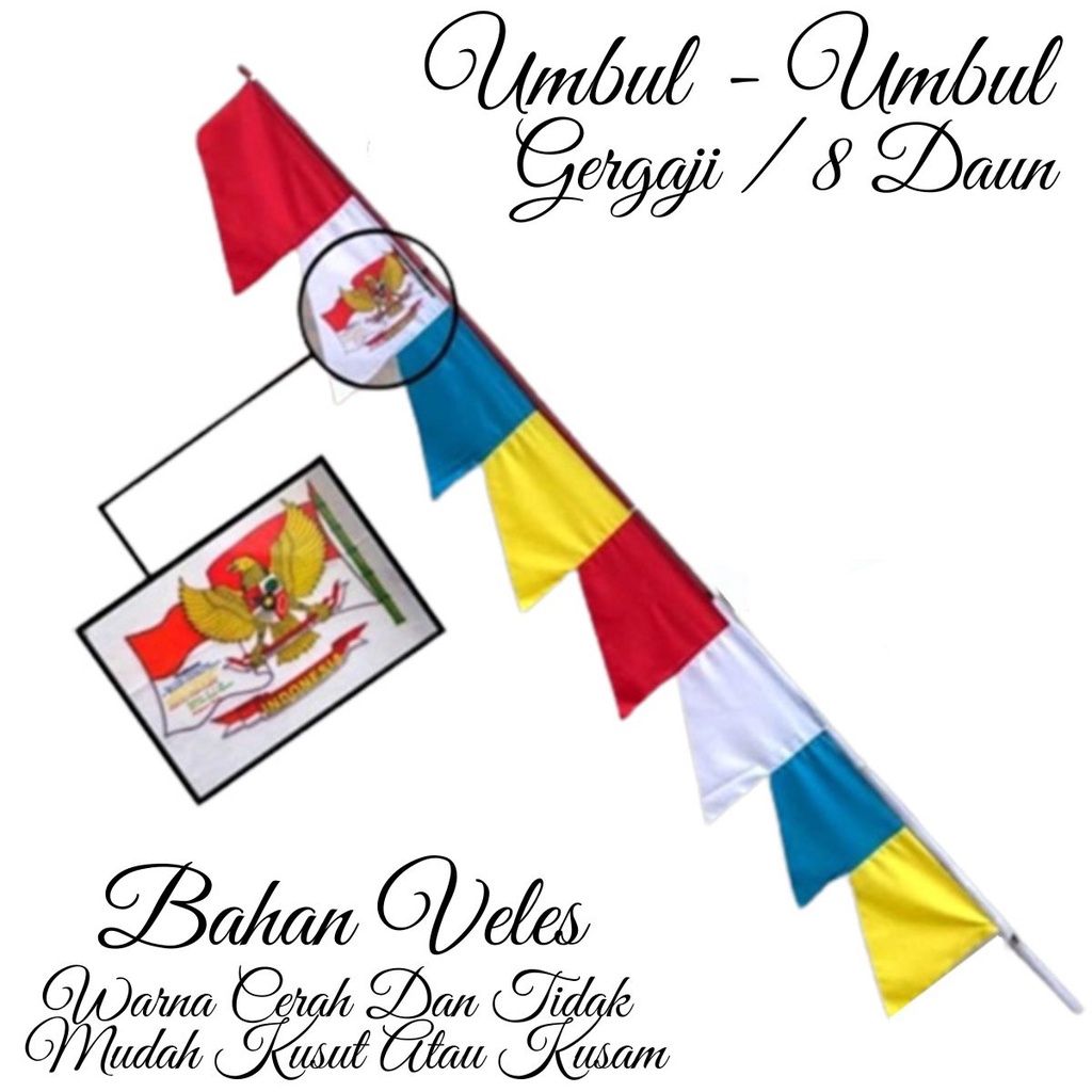 Jual Bendera Umbul Umbul Merah Putih Biru muda Kuning 270cm atau 2,7 ...