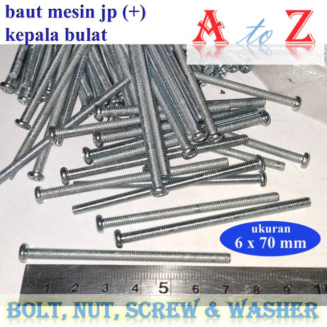 Jual Baut mesin jp (+) 6x70mm (100pcs)/machine screw/sekrup mesin jp ...