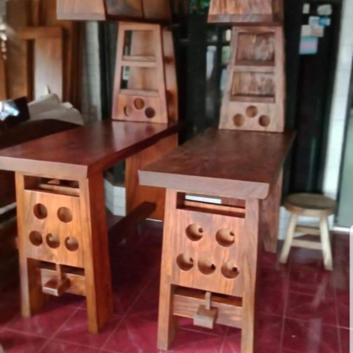 Jual MEJA MINI BAR VINTAGE KAYU TREMBESI 4 KURSI FINISHING NATURAL ...