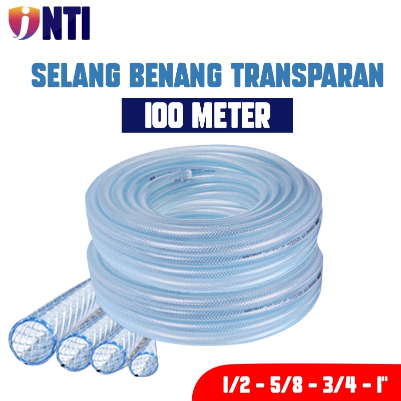 Jual INTI Selang Air 100 Meter 1/2 5/8 3/4 1 Inch Selang Air Serat Benang Transparan Selang Air ...