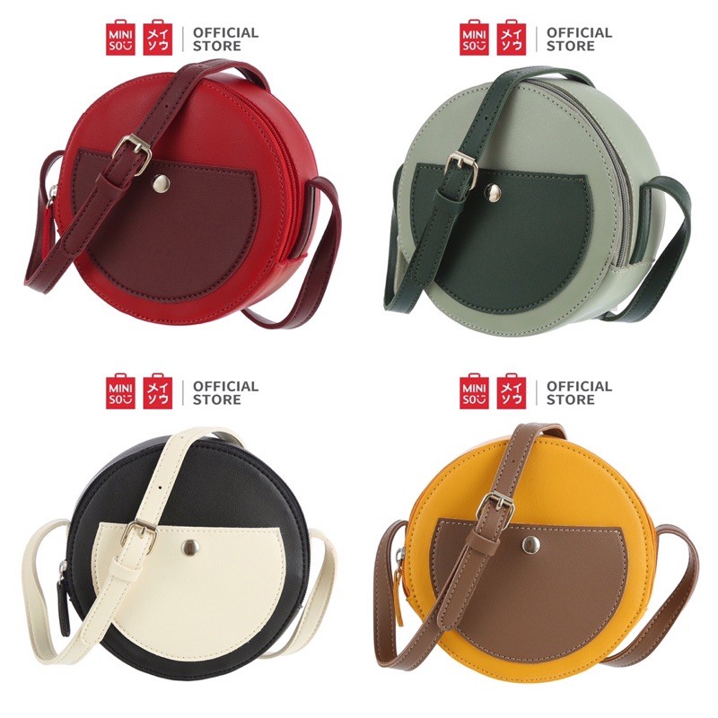 Jual Miniso official Two Color Round Crossbody Bag uk 17x6,5x17cm / tas selempang miniso ...