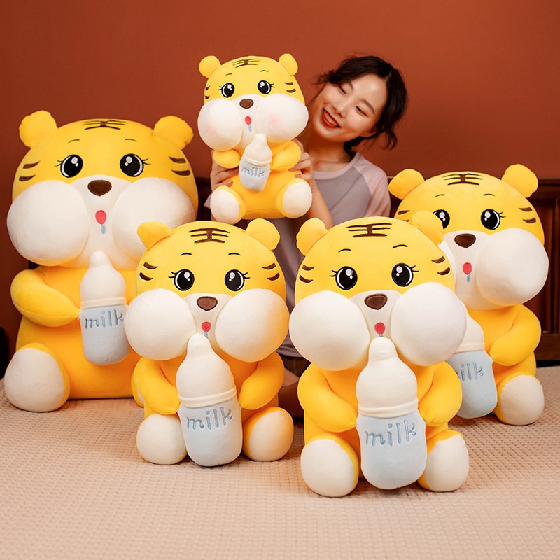 Jual Boneka Baby Harimau Kuning Gemuk Memegang Botol Susu Lucu Mainan ...