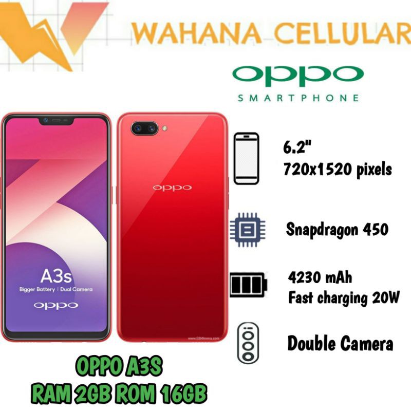 Jual HP TERBARU OPPO A3S RAM 2GB ROM 16GB GARANSI RESMI - OPPO A3S 2 ...