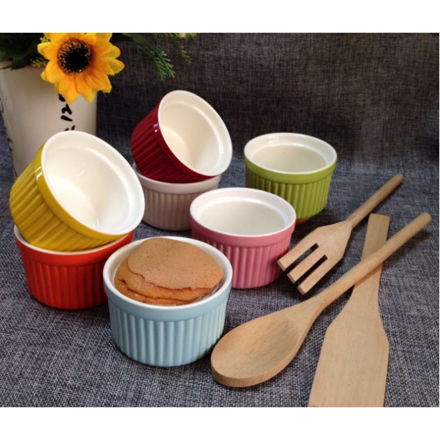 Jual ramekin biru muda bowl mangkuk keramik baking oven cup cake ...