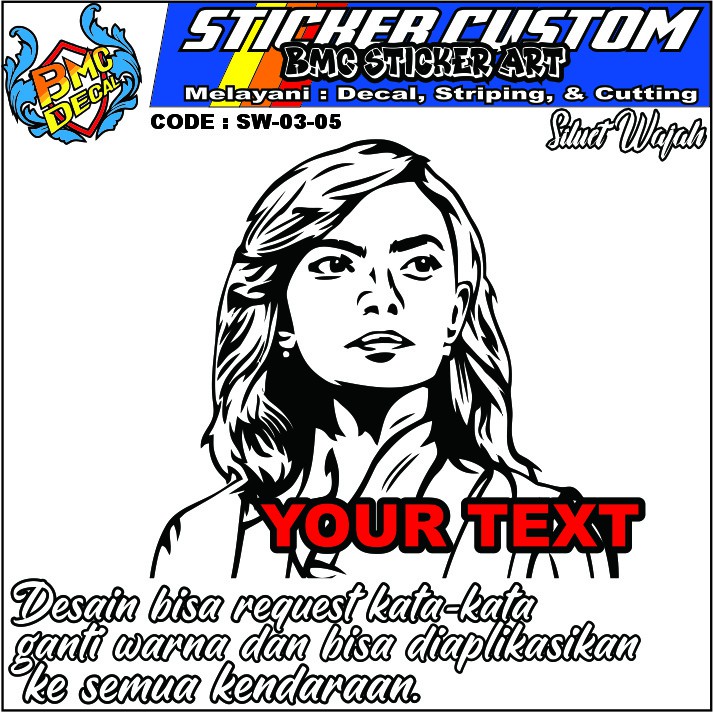 Jual Sticker Cutting Siluet Wajah Cewek desain keren najwa shihab bisa ...