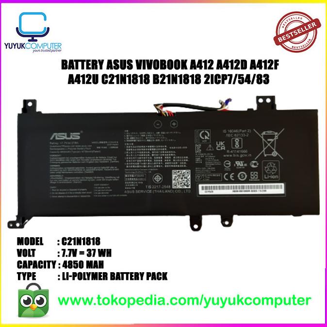 Jual Battery Asus Vivobook A412 A412D A412F A412FA A412U Series (C21N1818) | Shopee Indonesia
