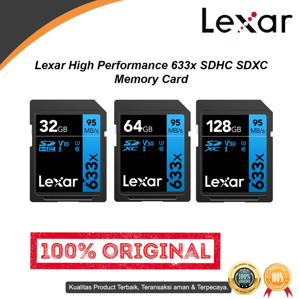 Jual Lexar SDHC SDXC Memory SD Card High Performance 633x 32gb 64gb 128gb | Shopee Indonesia