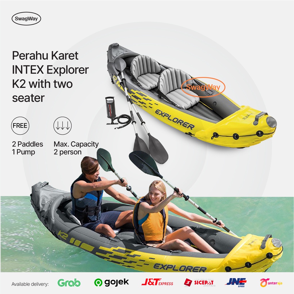 Jual Perahu Karet Intex Explorer K2 Kayak Set With Paddles & Pump Promo ...