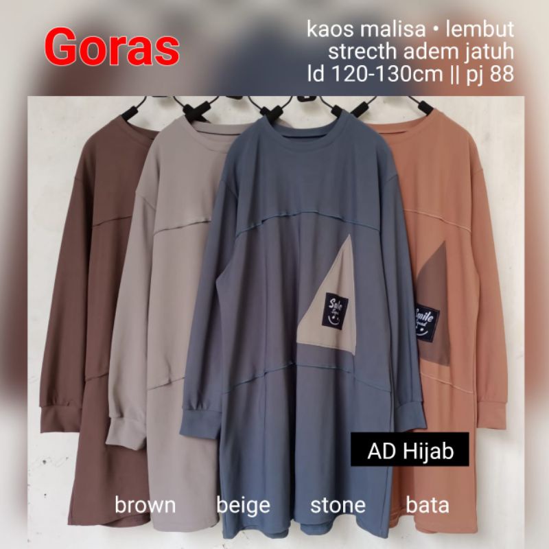 Jual RESTOK BAJU ATASAN WANITA JUMBO BIG SIZE KAOS LD 120-130 // GORAS LONG TUNIK BY AD HIJAB ...