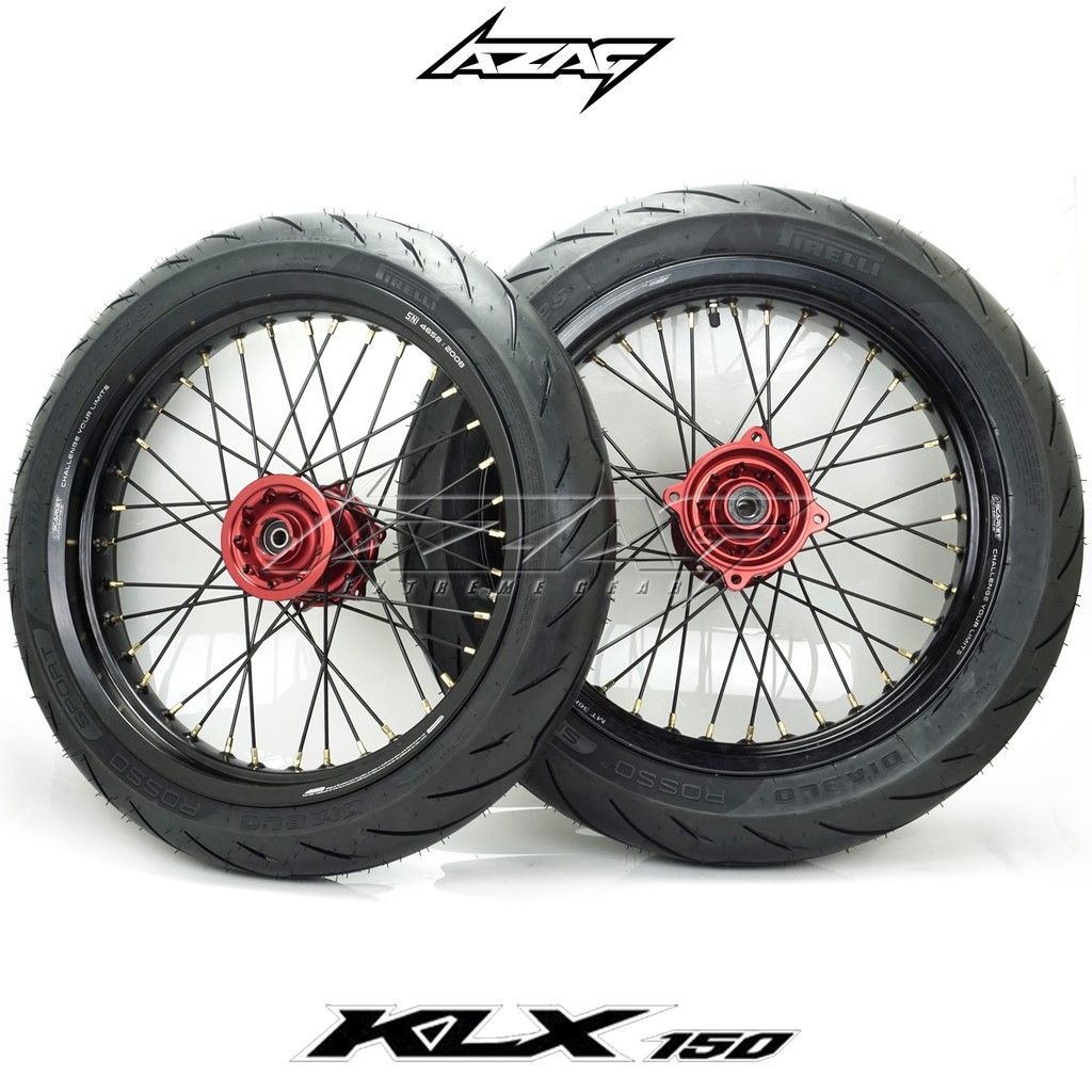 Jual BAN SET SUPERMOTO KLX DTARCKER 150 TROMOL CNC VELG SCARLET BAN ...