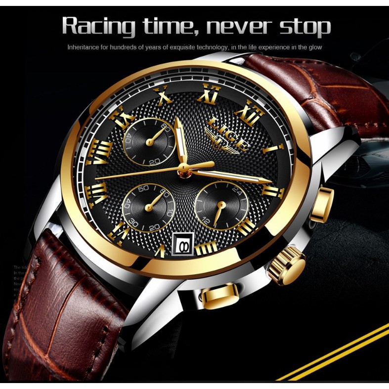 Jual Jam Pria Original LIGE 9849 Chronograph Quartz Watch Military ...