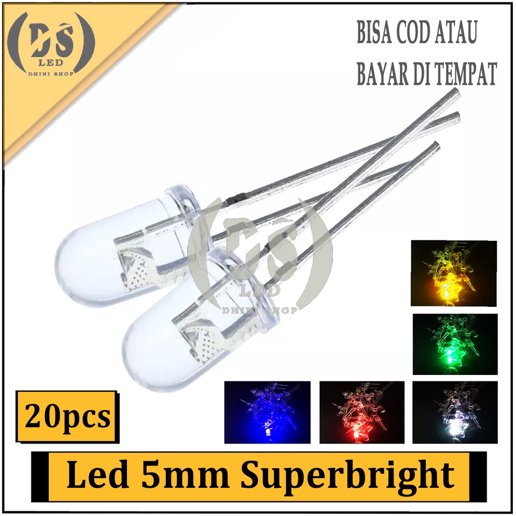 Jual 20pcs Lampu Led 5mm Superbright / Led 5mm Bening | Shopee Indonesia