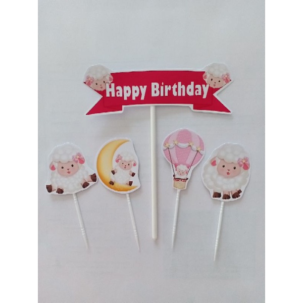 Jual Topper Cake Gambar Domba Lucu - sheep - domba pink - lamb | Shopee ...