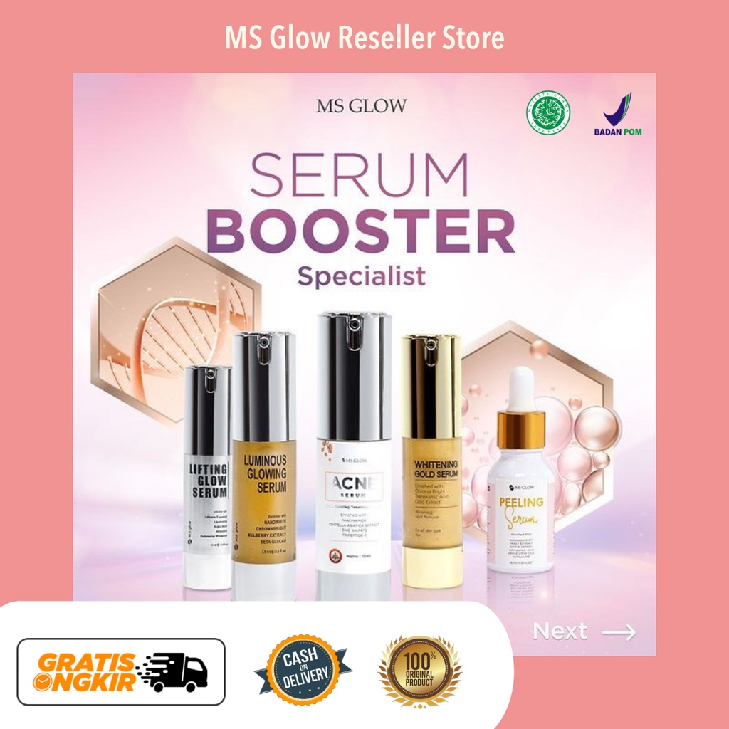 Jual MS Glow Serum Booster Garansi 100% Original dan BPOM Free Bubble ...