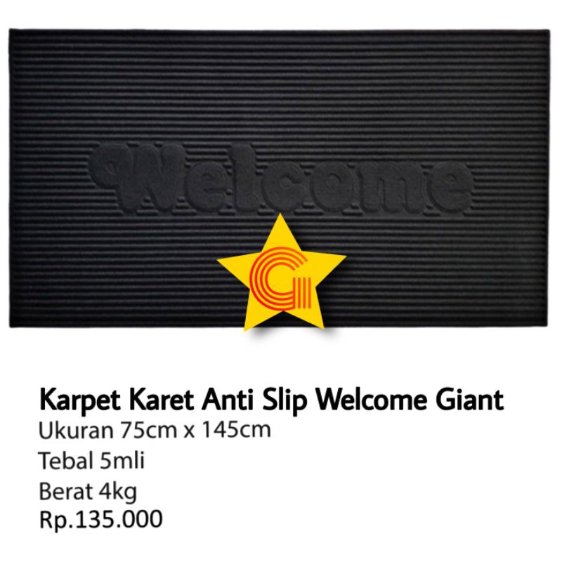 Jual Karpet Karet Anti Slip Welcome Giant 75x145cm 5mm | Shopee Indonesia