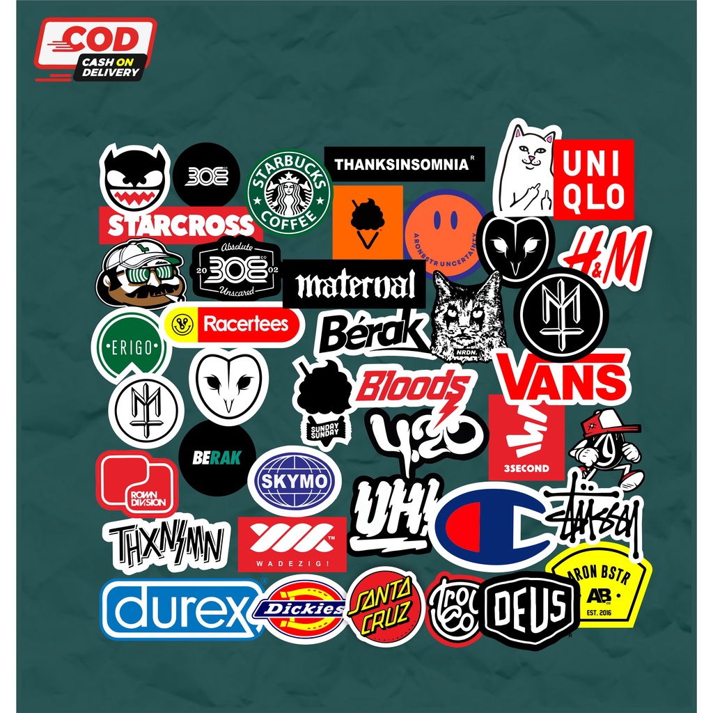 Jual Stiker sticker brand distro paket isi 50pcs stiker motor stiker ...