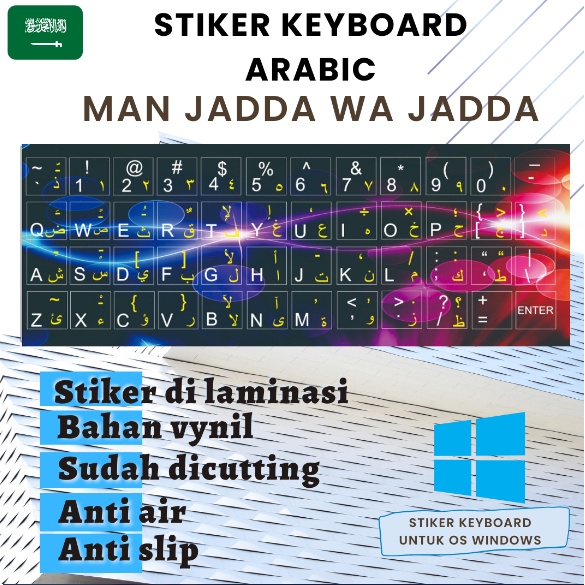 Jual stiker keyboard arabic Sticker Kibot Font Arab bahan laminasi ...