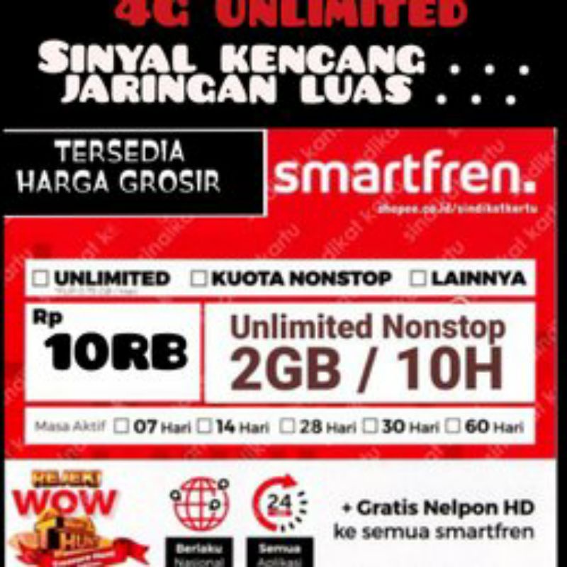 Jual Kartu Smartfren 2GB Unlimited Nonstop | Shopee Indonesia