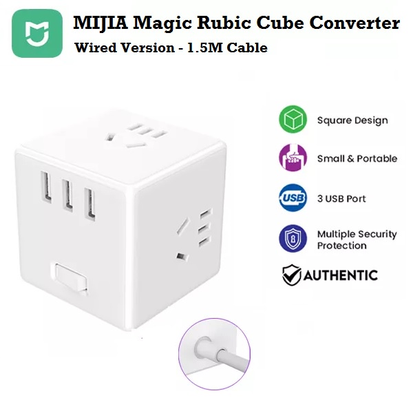 Jual MIJIA Magic Rubic Cube Socket Converter Wired Version MJXB3-02QM ...