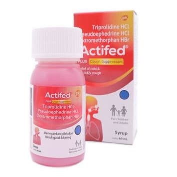Jual Actifed Plus Cough Suppresant Merah 60ml/ Obat flu/batuk kering ...