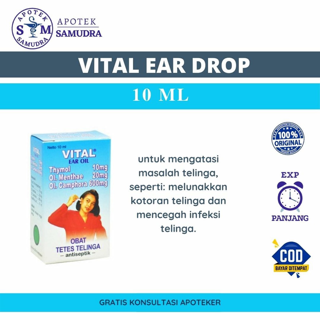Jual VITAL EAR DROP - 10ML (Tes telinga cairan tetes telinga pelunak ...