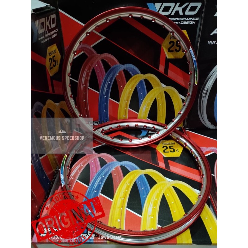 Jual Velg Alumunium Yoko Two Tone Red/Silver 160x17 Original Made In ...