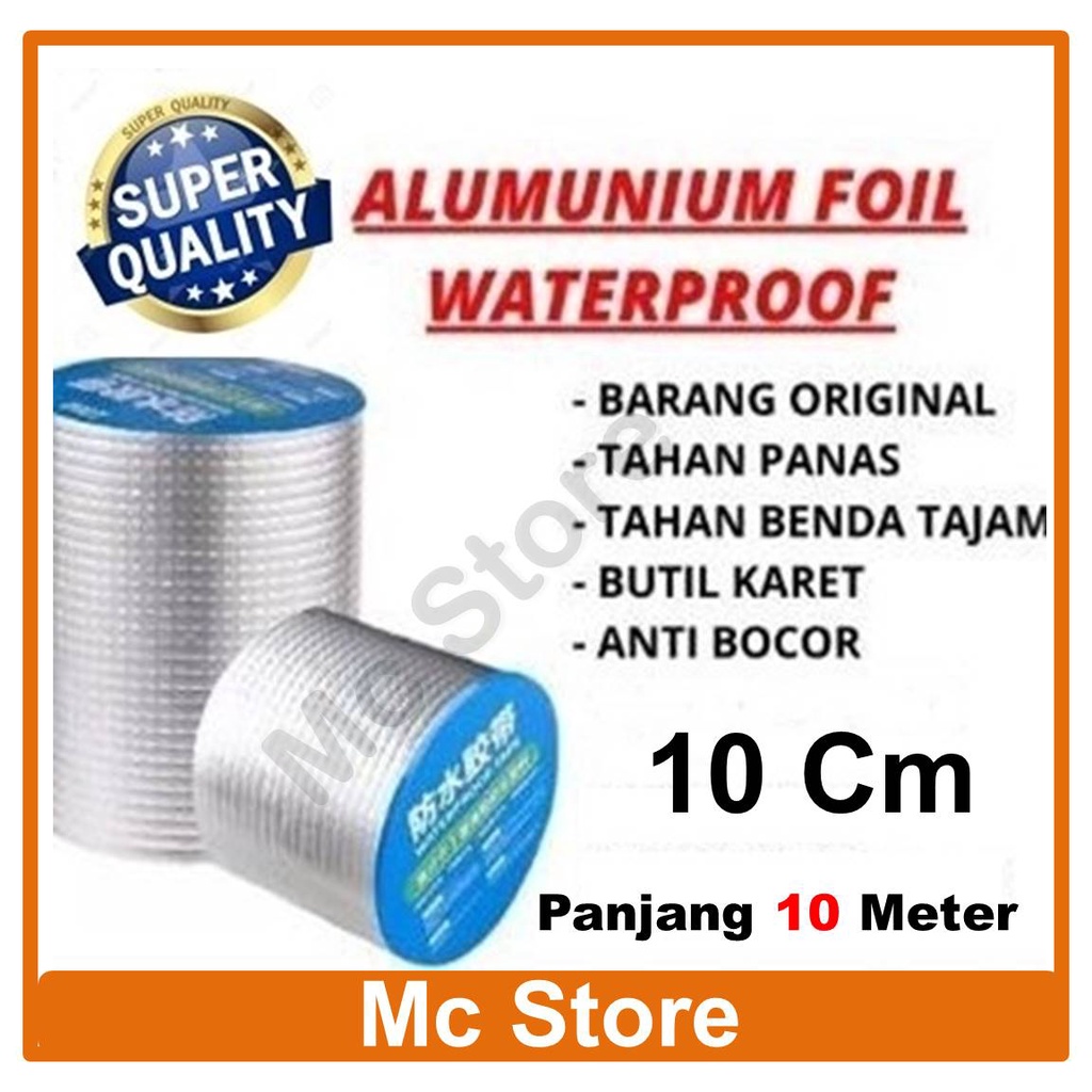 Jual Lakban Anti Bocor Lem Anti Air alumunium Foil Butyl Waterproof 10Cm x 10 M | Shopee Indonesia