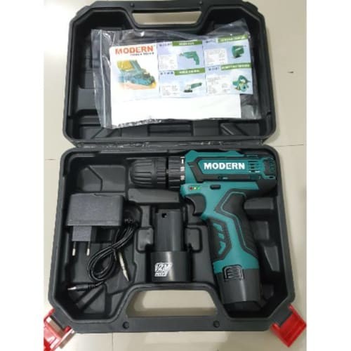Jual MODERN Bor Cordless Drill Tangan M-12 V / Bor Baterai Charger Cas ...