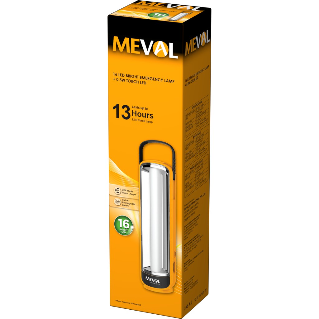 Jual MEVAL Lampu Emergency 16 LED Bright + Senter LED 0.5W - Putih ...