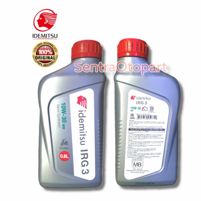 Jual Oli idemitsu matic irg3 10w30 semi synthetic 800ml | Shopee Indonesia