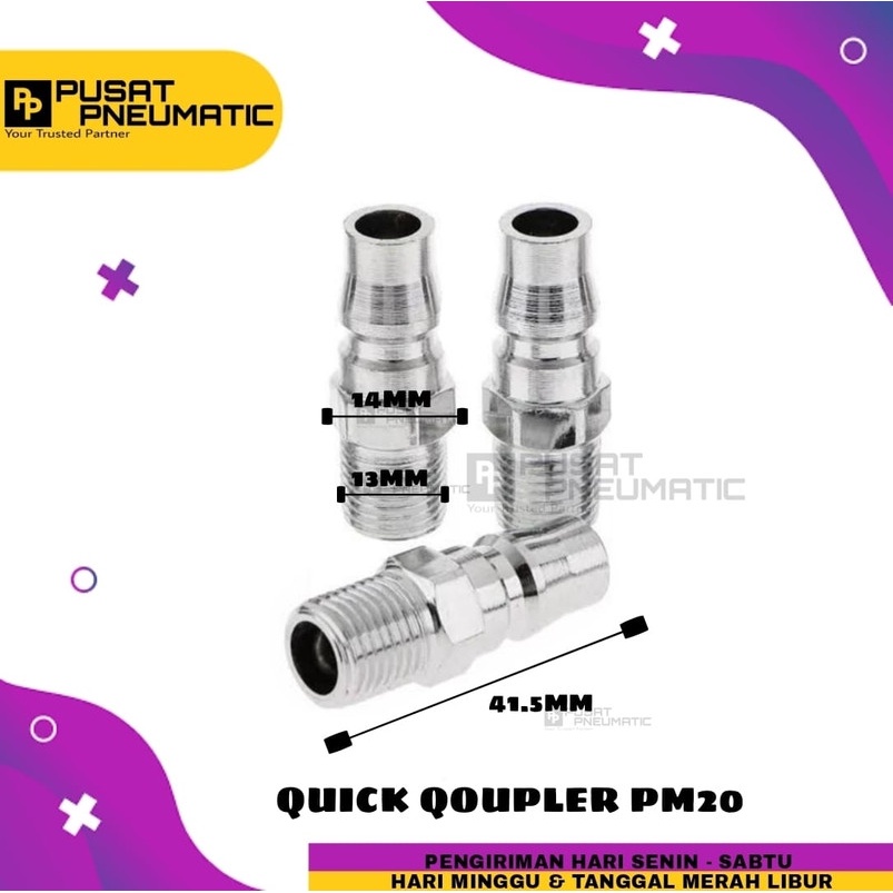 Jual QUICK COUPLER Type PM20 Connector Coupler COWO + Drat Male 1/4 ...