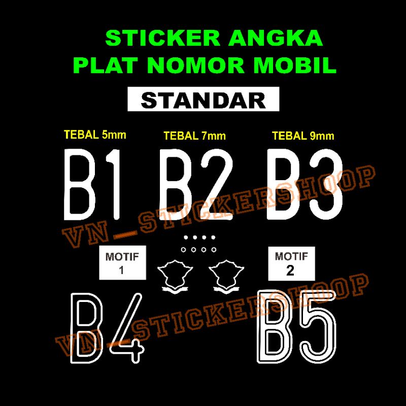 Jual STICKER ANGKA PLAT NOMOR MOBIl ( font lama ) | Shopee Indonesia