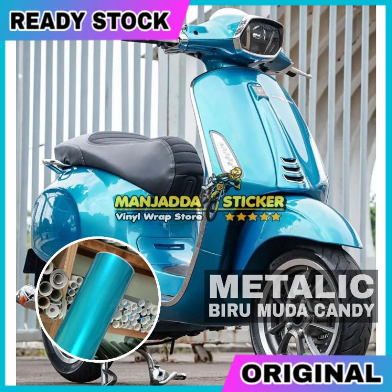 Jual stiker skotlet motor warna biru muda stiker metalic candy | Shopee ...