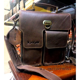 Jual Tas Slempang Kulit Asli Kickers TMK01, Tas Messenger Kulit Asli ...