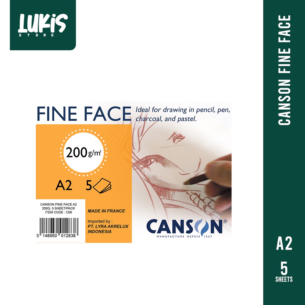Jual CANSON Fine Face 200G A2 (5 Sheets/Pack) - C06 | Shopee Indonesia