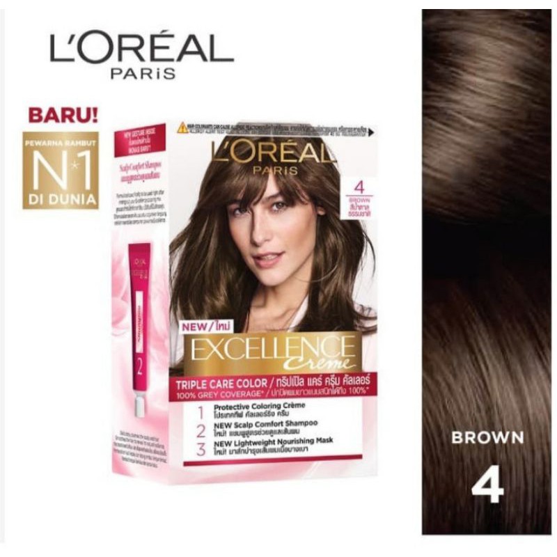 Jual L'oreal Paris Excellence Creme No 4 Brown | Shopee Indonesia