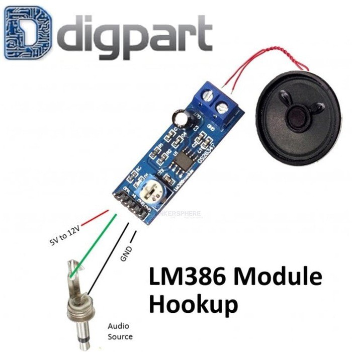 Jual LM386 Audio Amplifier Module 200 Times 5V-12V Input 10K Resistance ...