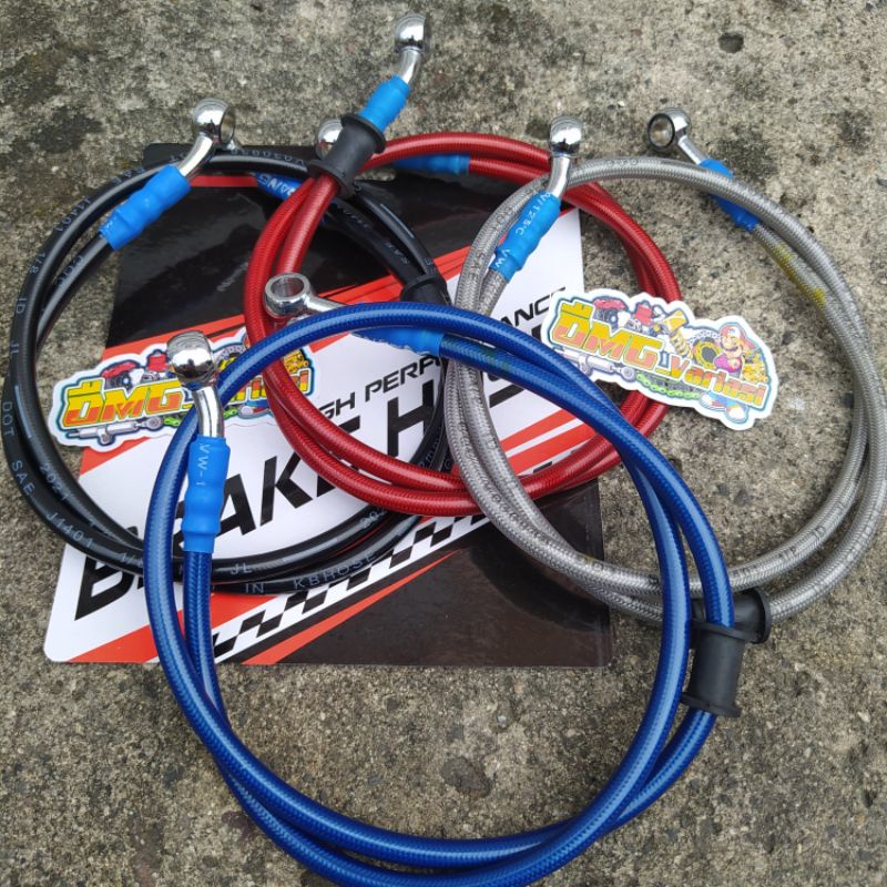 Jual SELANG REM KARBON DEPAN COPY TDR 35 INCH / 90 CM SILVER RED BLUE ...