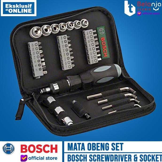 Jual BOSCH Screwdriver and Socket Set / Mata Obeng dan Soket Set 38 Pcs ...