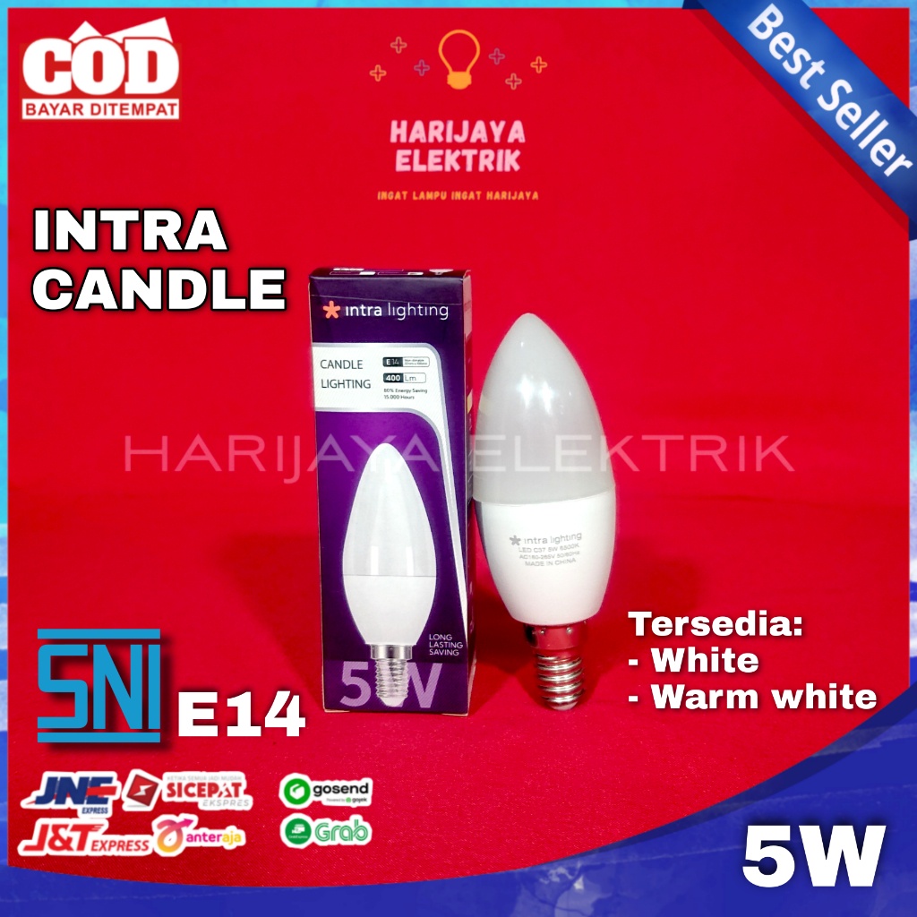 Jual INTRA LAMPU CANDLE LED 5 WATT E14 BOHLAM LILIN LIGHTING GANTUNG ...